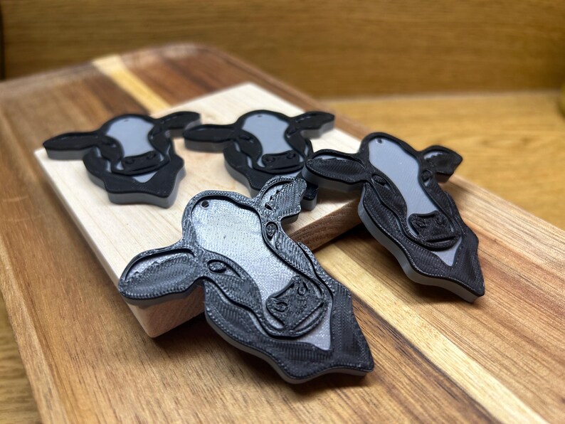 Cow Head Keychain | 3D Printed Farm Animal Keyring | Rustic Cow Lover ...