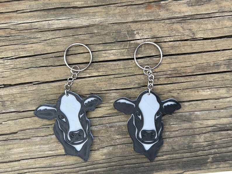 Cow Head Keychain | 3D Printed Farm Animal Keyring | Rustic Cow Lover ...
