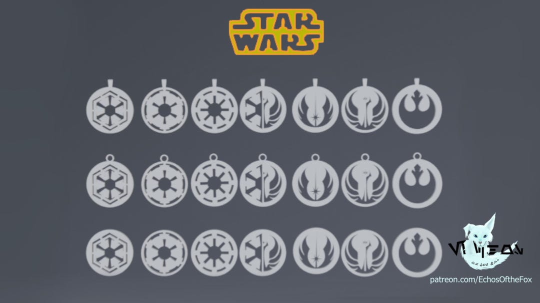 Star Wars Symbols STL Files: Jedi, Sith, Rebel Pendants (3D Model) - Etsy