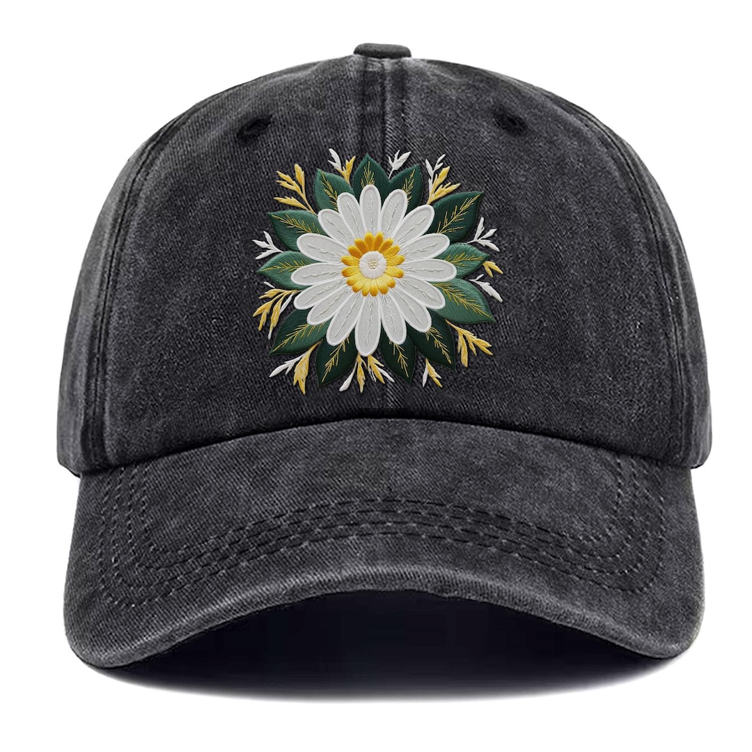 Daisy Embroidered Hat | Daisy Baseball Hat | Floral Embroidered Gift ...