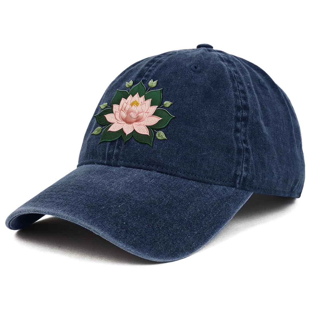 Lotus Embroidered Hat | Lotus Baseball Hat | Floral Embroidered Gift ...