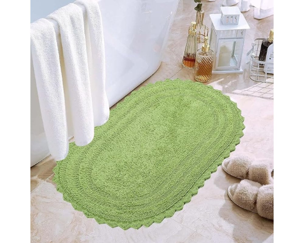 Crochet Bath Mat, 21"×34" Oval Rug, Decorative Washable Rug, Soft ...