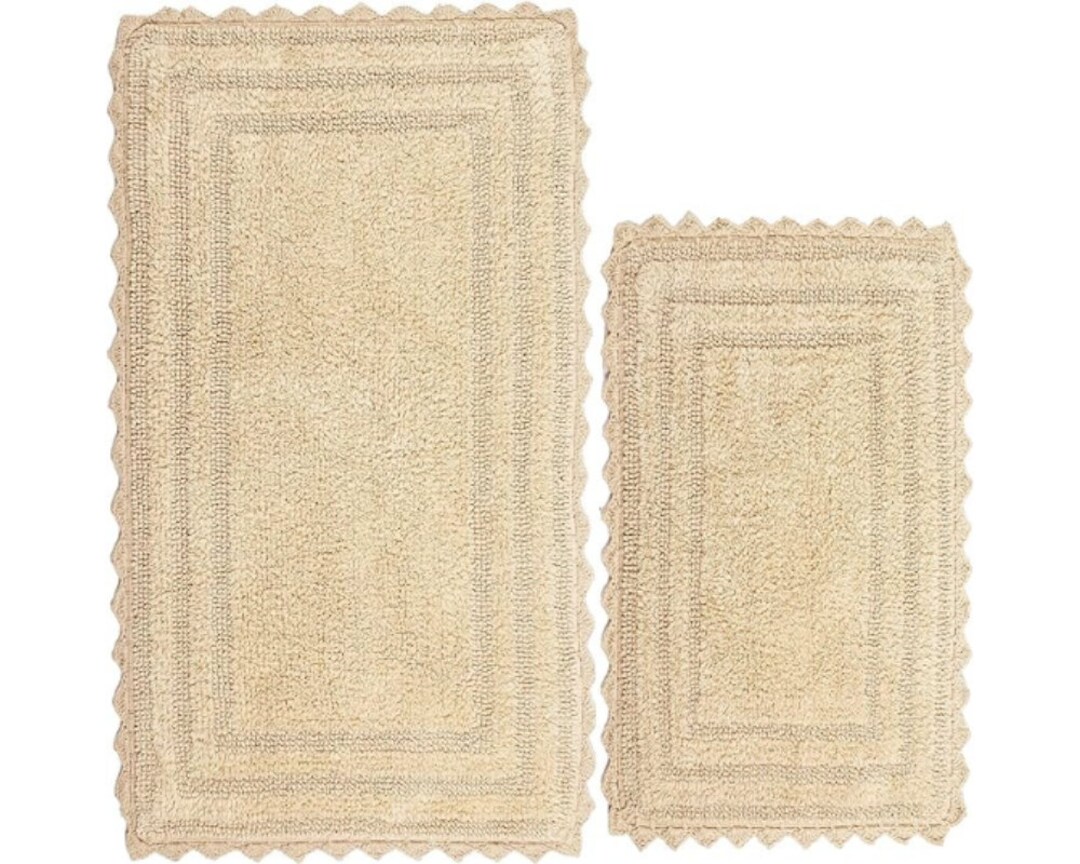 Bath Mats Set of 2 | Handmade Cotton Bathroom Runner Rug | Washable Non ...