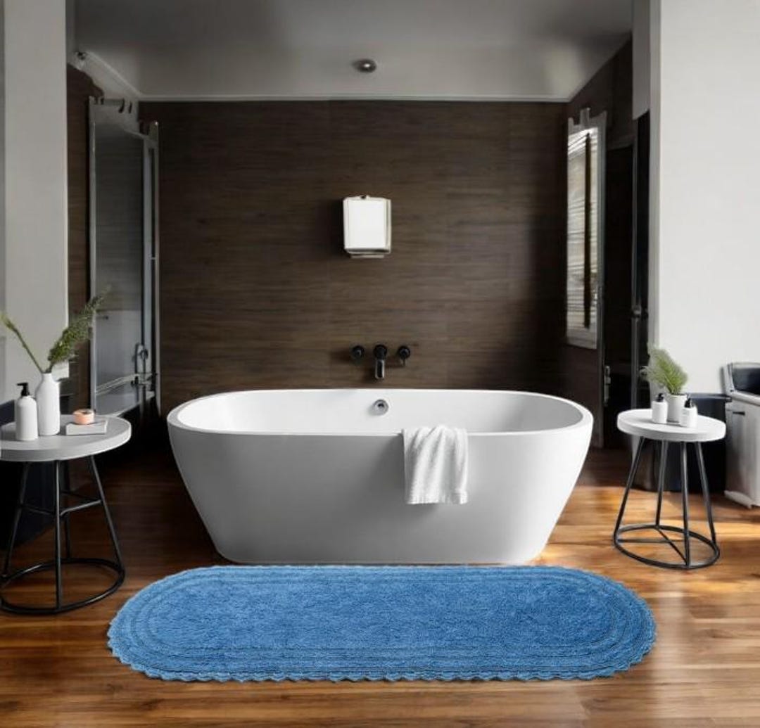 Reversible Crochet Bath Mat Runner, 100% Cotton Bathroom Rug, Extra ...