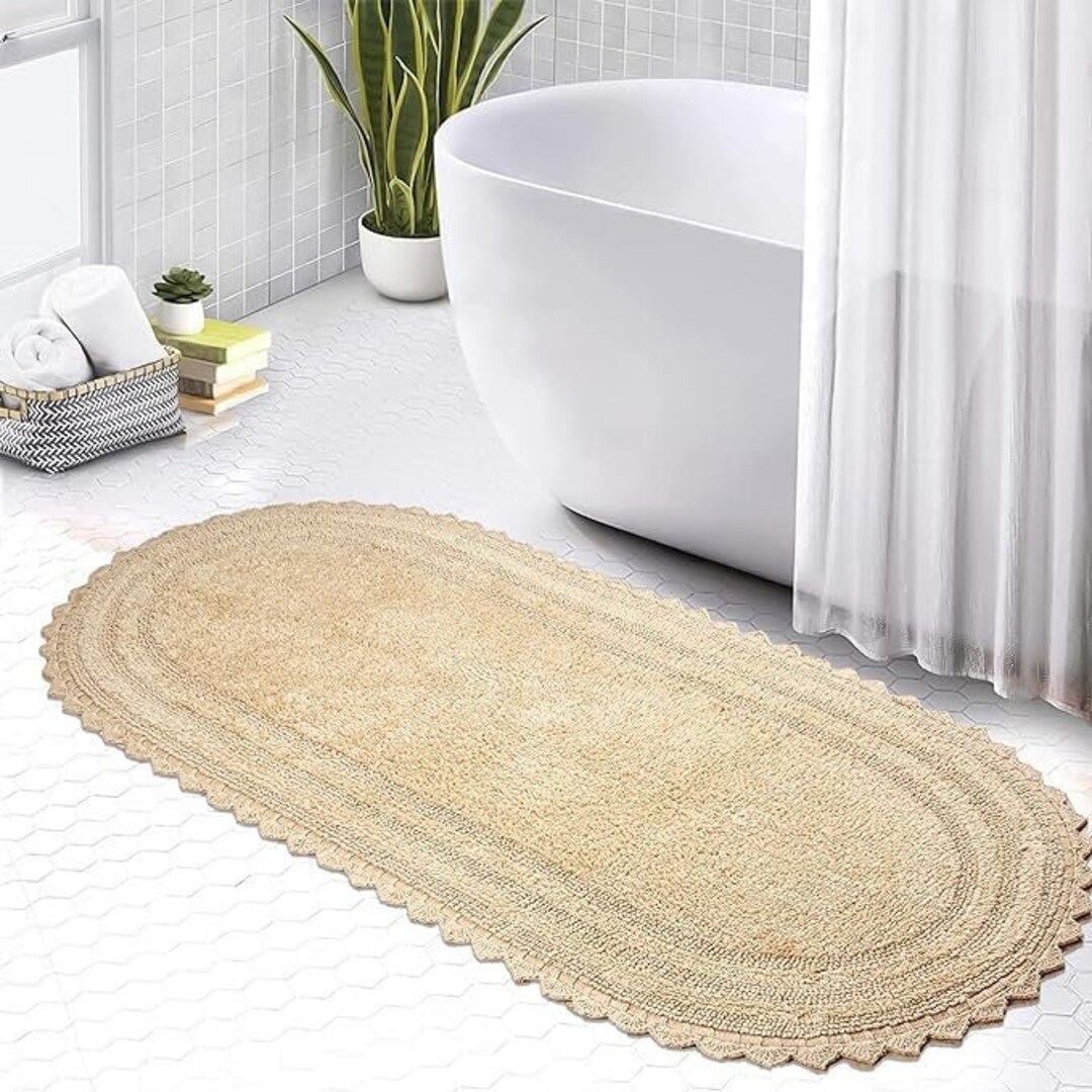 Oval Bath Runner 24x60, Handmade Oval Rug, Bath Mats, Decorative Rug ...