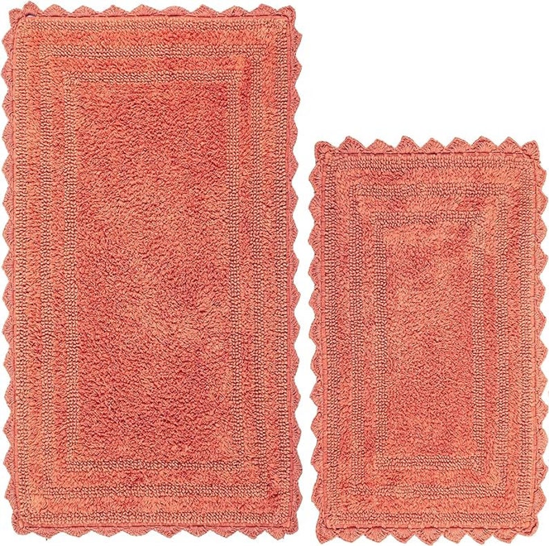 Bath Mats Set of 2 | Handmade Cotton Bathroom Runner Rug | Washable Non ...