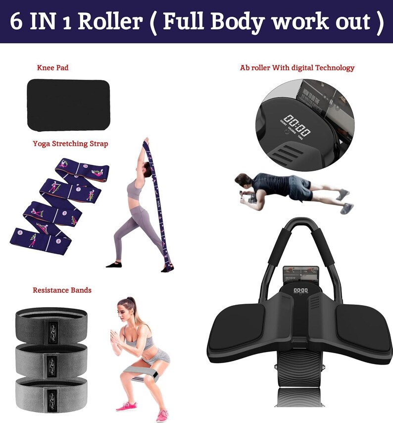 2025 New High-performance Roller Exercise Machine, 3 Resistance Bands ...