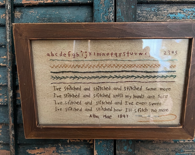 Primitive Framed Stitchery Wall Art Handmade Stitchery Sewing Stitchery ...