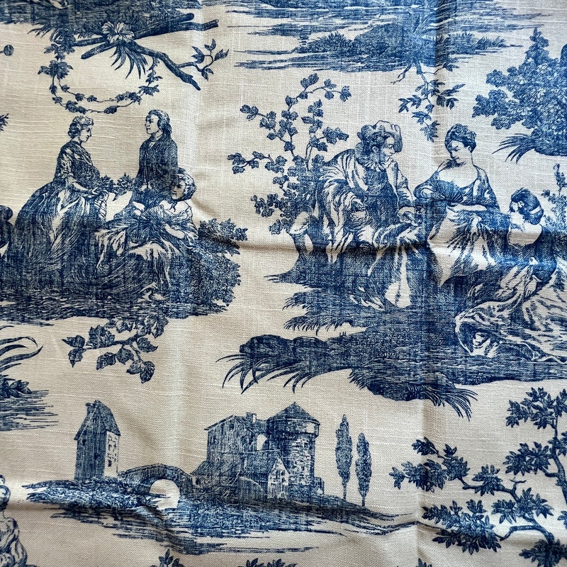 Blue Toile Fabric - Etsy