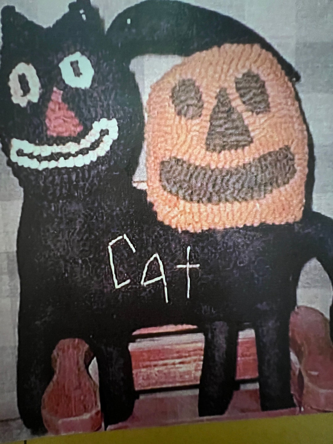 Vintage Style Primitive Cat Doll Pattern Pumpkin Doll Pattern Rug Hook ...
