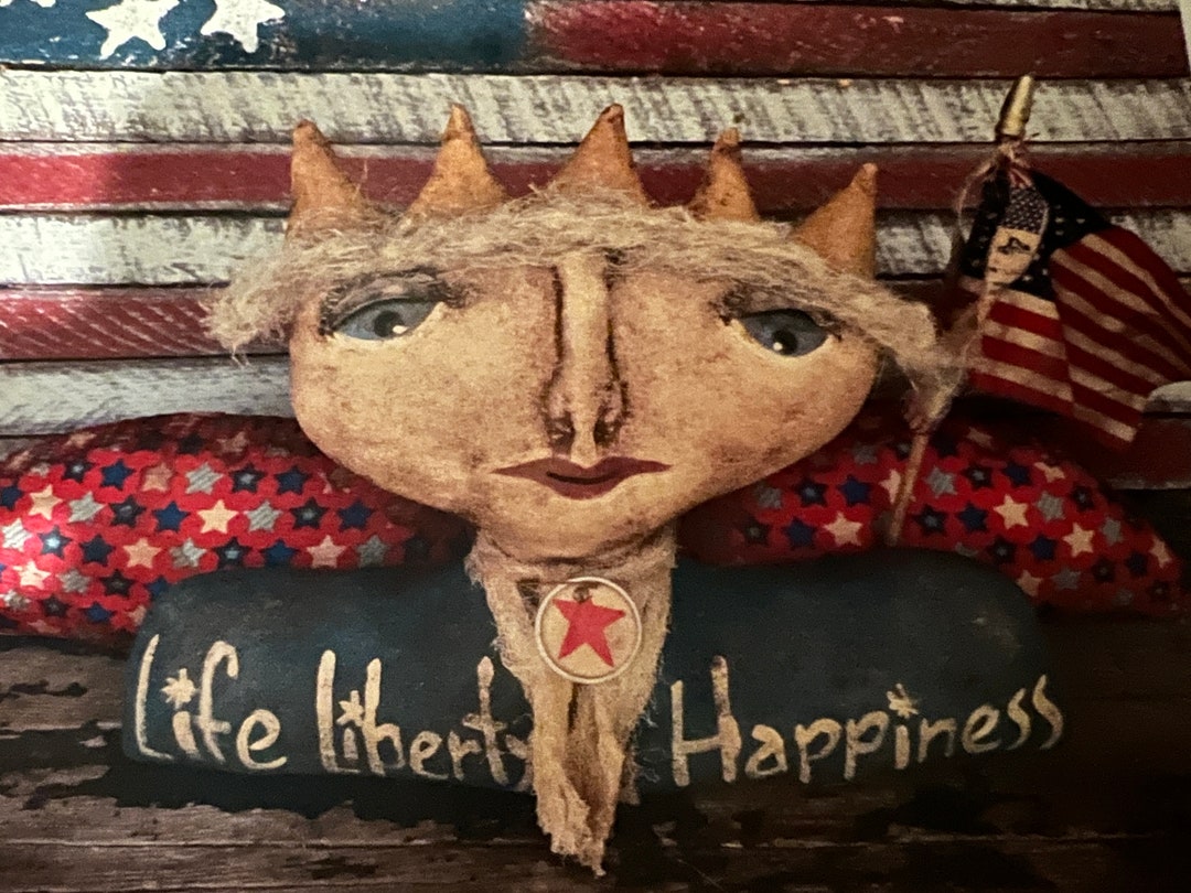 Primitive Lady Liberty Doll Pattern Americana Shelf Sitterangel Doll ...