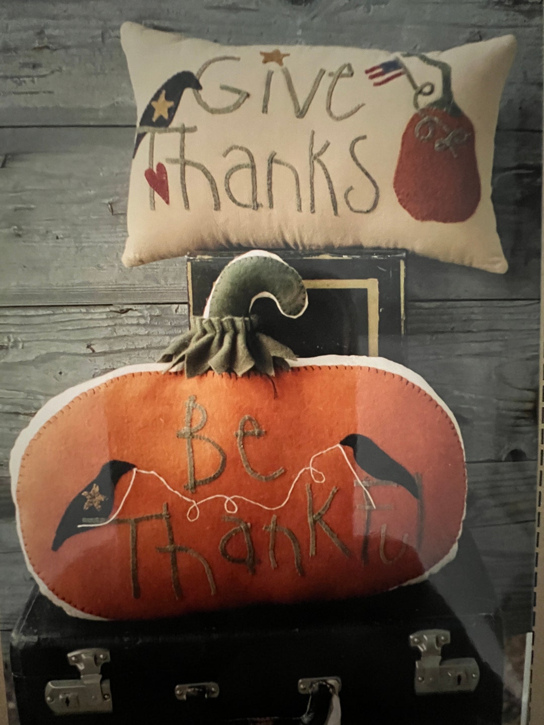 Primitive Folkart Pumpkin Stitchery Pillow Cloth Doll Pattern Farmhouse ...