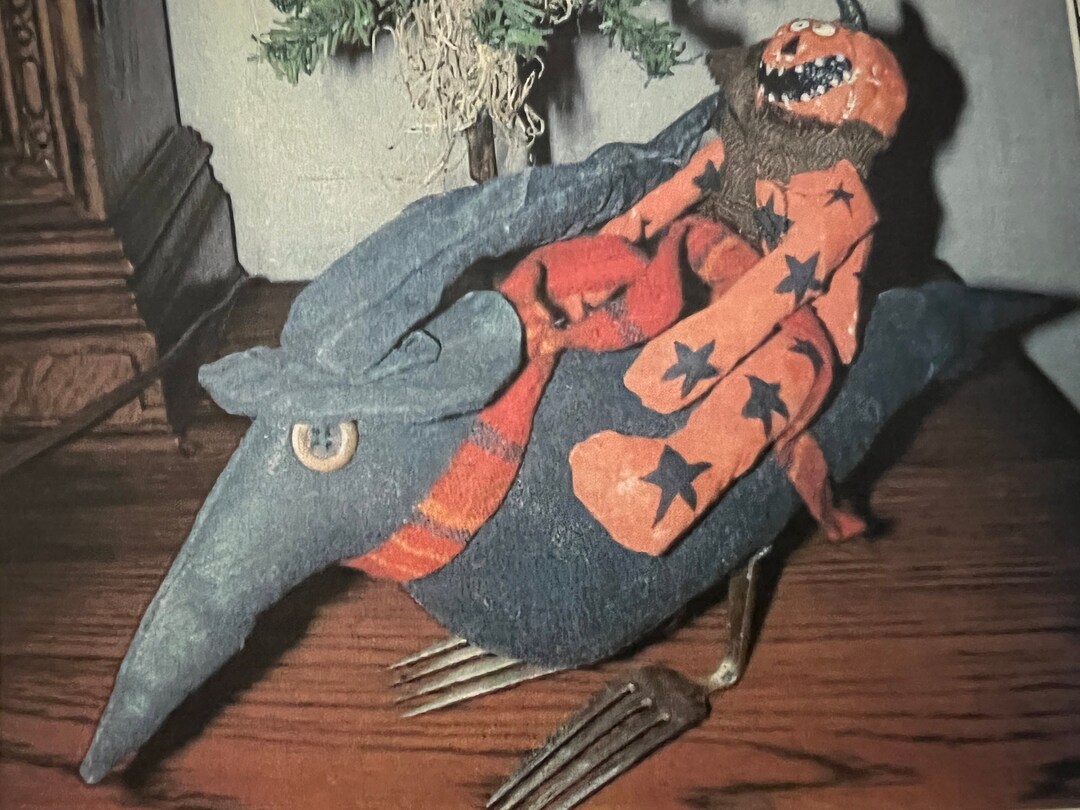 Vintage OOP Primitive JOL Doll Riding Big Crow Doll Pattern - Etsy