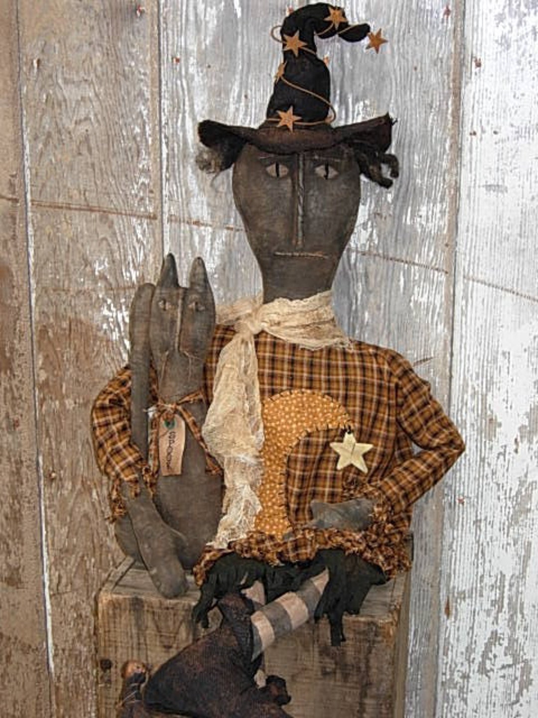 Primitive Halloween Witch Doll Cat Doll Pattern Two Patterns in One ...