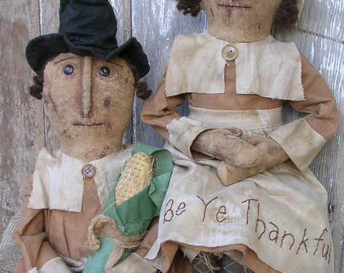 Primitive Pilgrim Dolls Pattern Two Dolls in One Primitive Harvest ...