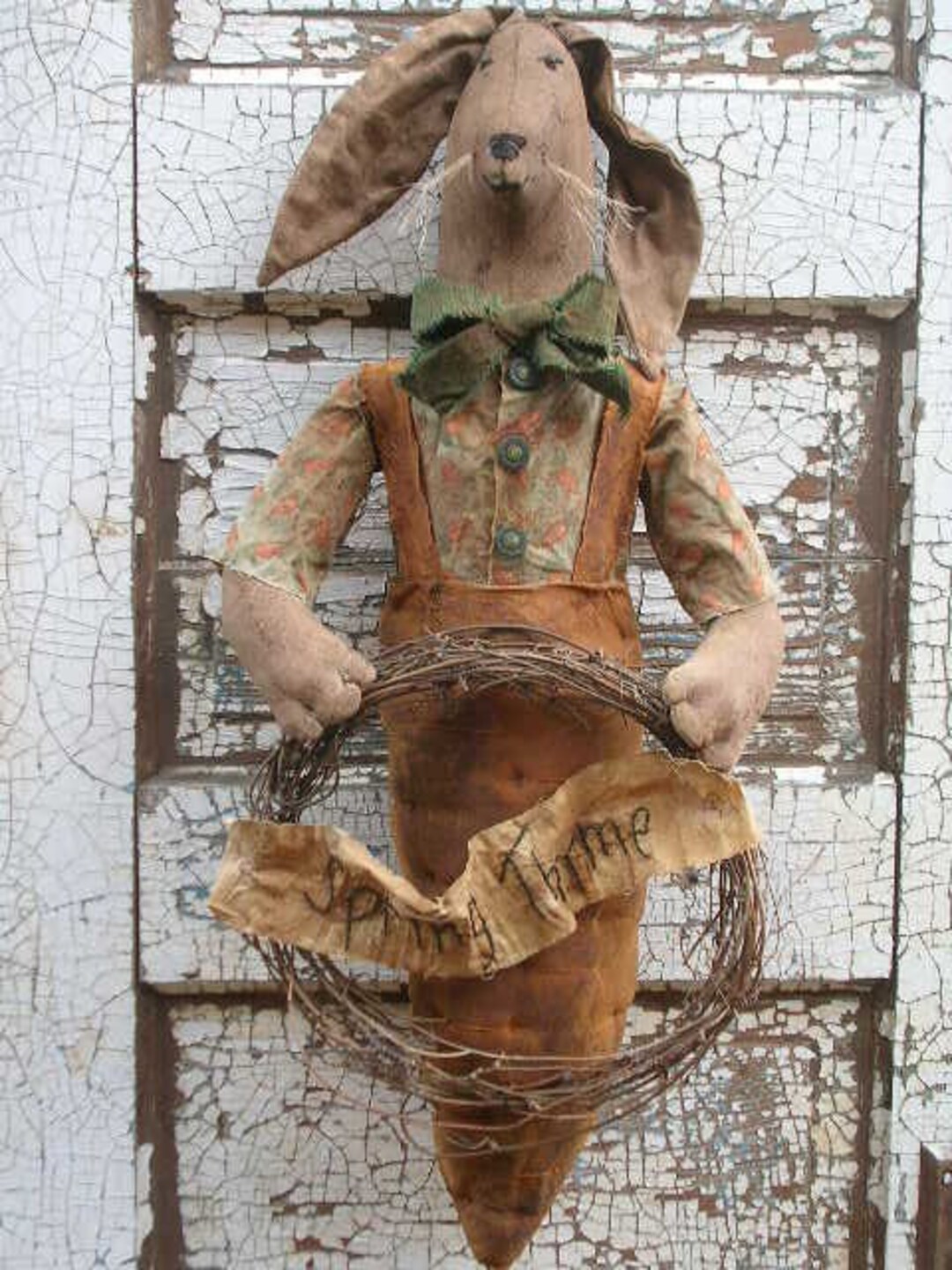 Primitive Rabbit Doll Pattern Vintage Style Rabbit Carrot Doll Pattern ...