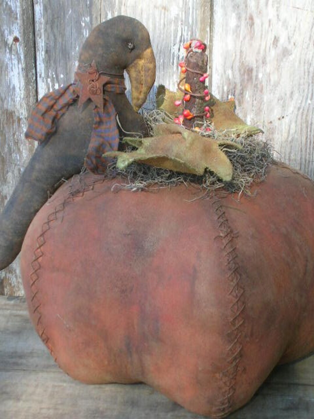 Primitive Pumpkin Crow Doll Pattern Crow on Pumpkin Doll Pattern ...