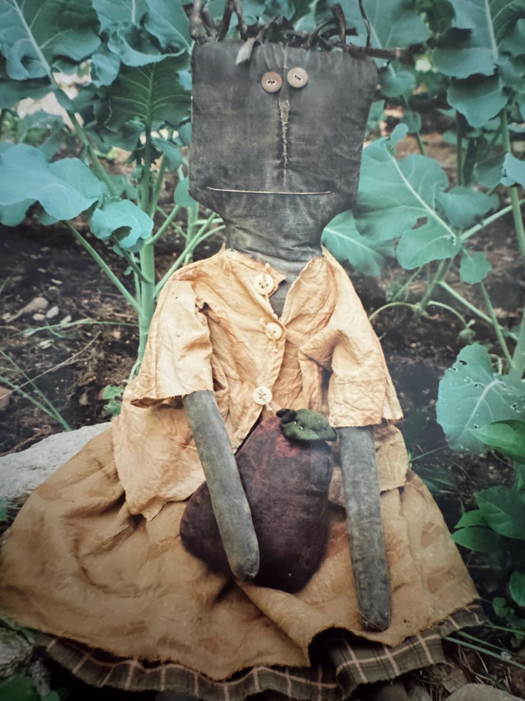 OOP Primitive Black Doll Pattern W/ Eggplant Pattern Primitive Fall ...