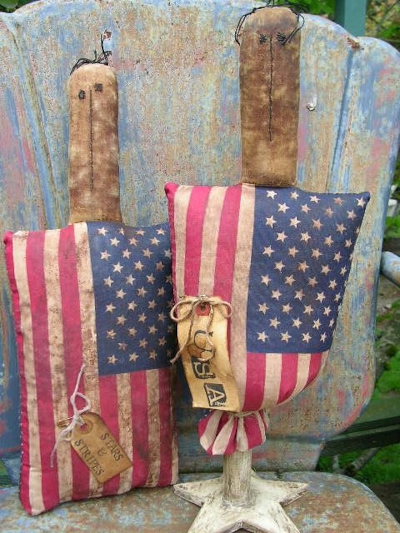 Primitive Patriotic Flag Doll Pattern Flag Doll Makedo Pattern Two in ...