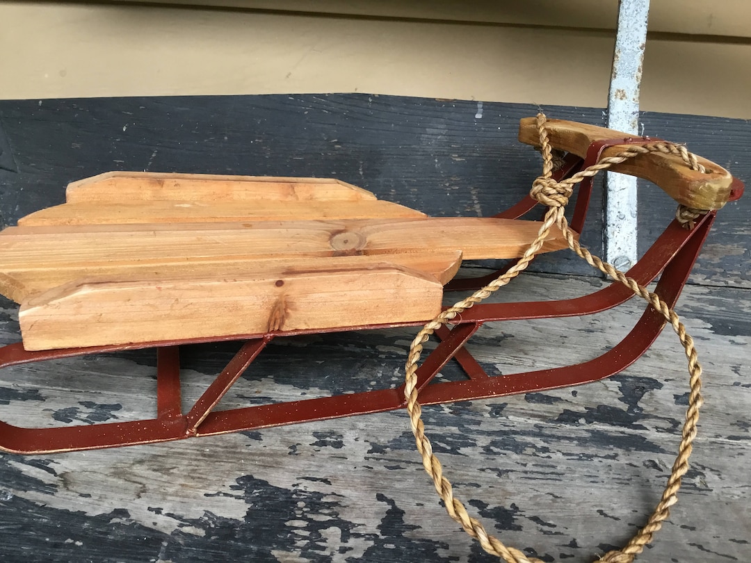 Rustic Wood Sleigh Santa Doll Sleigh Christmas Table Decor Christmas ...