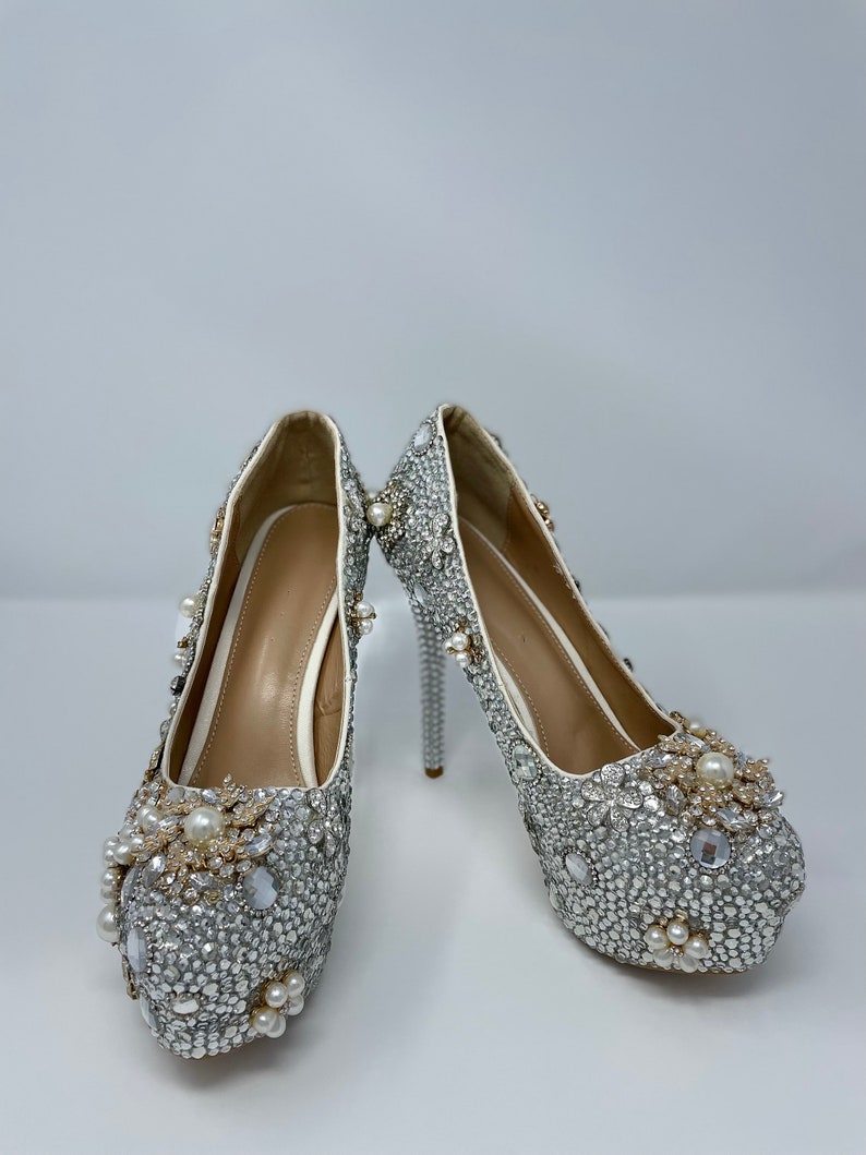 Crystal Bridal Platform Pumps: Silver & Gold Wedding Heels - Etsy