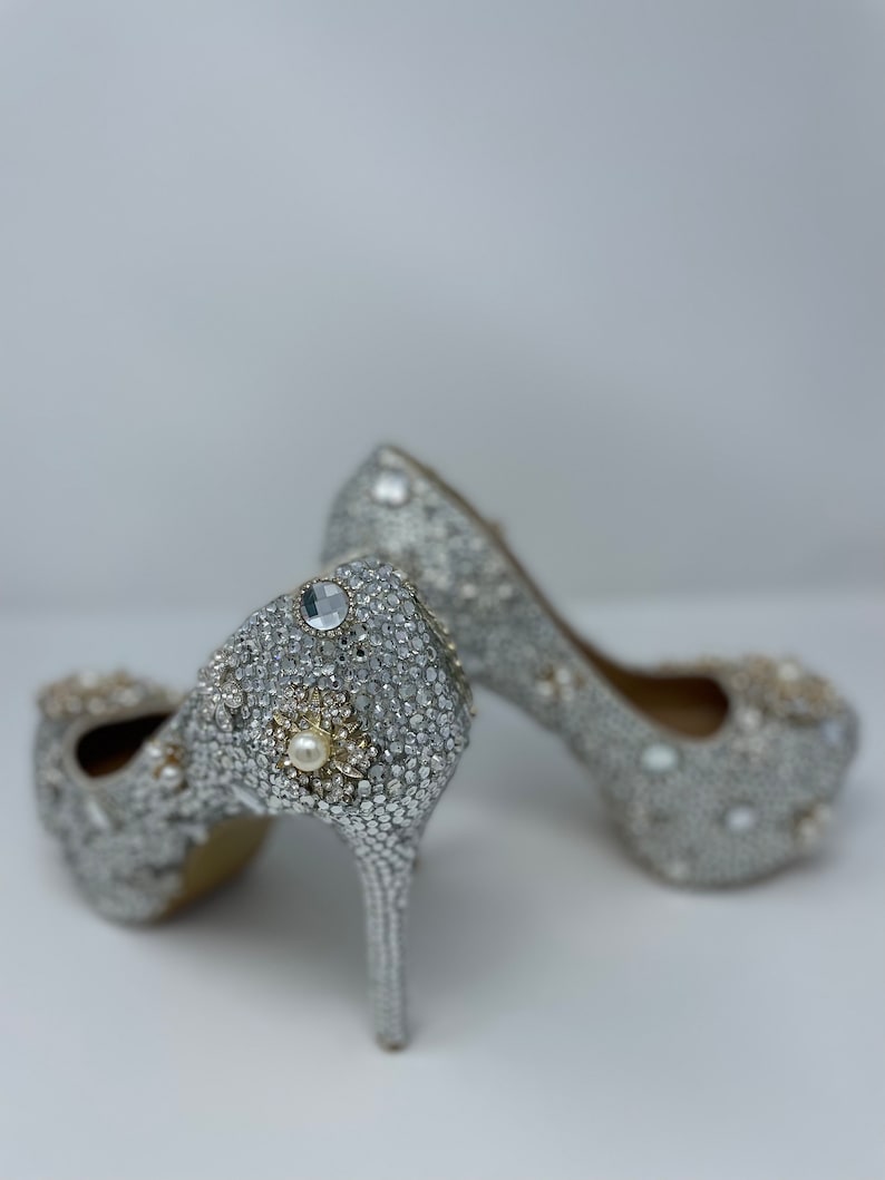 Crystal Bridal Platform Pumps: Silver & Gold Wedding Heels - Etsy