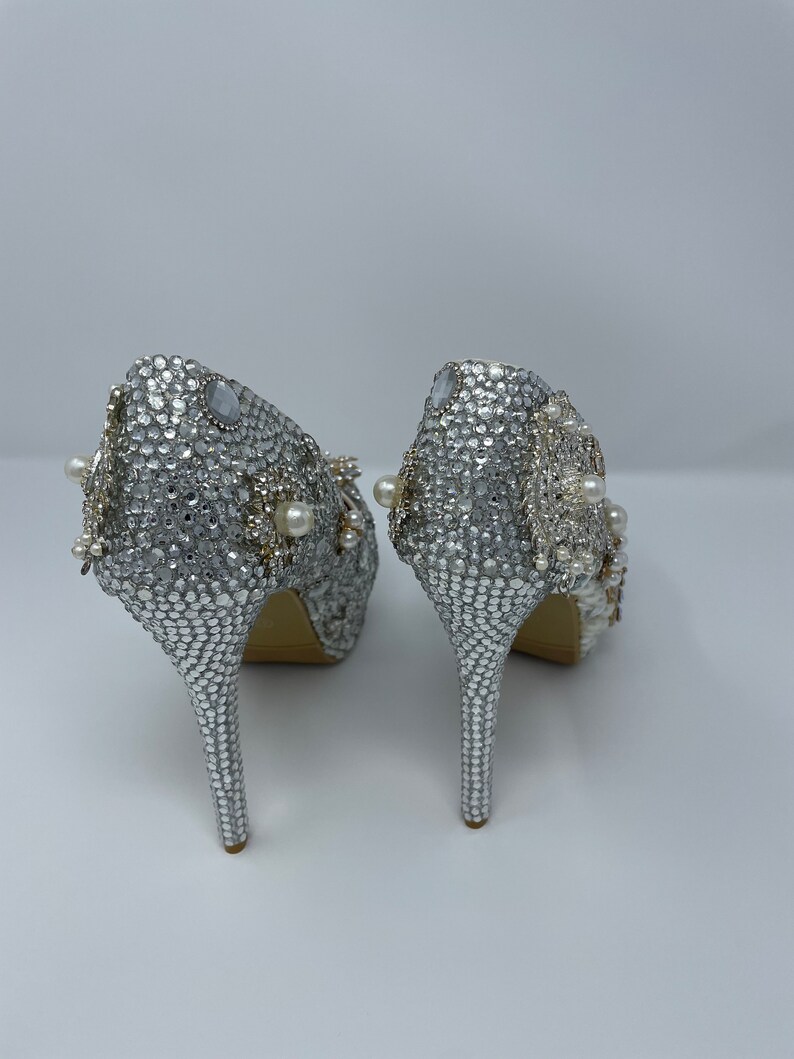 Crystal Bridal Platform Pumps: Silver & Gold Wedding Heels - Etsy