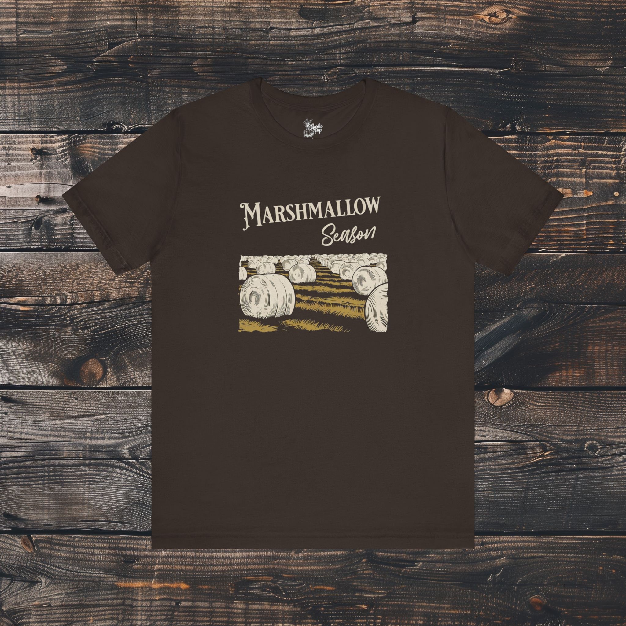 Marshmallow Season T-shirt, Whimsical Hay Bales Design, Funny Farm ...