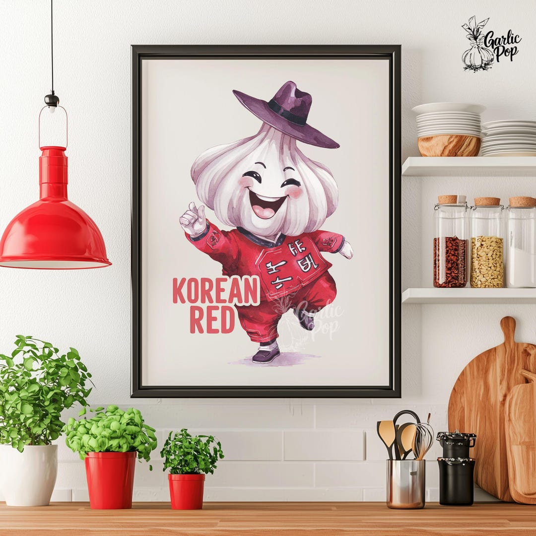 Korean Red Garlic Watercolor Poster Print, Kitchen Wall Art, Farmhouse ...