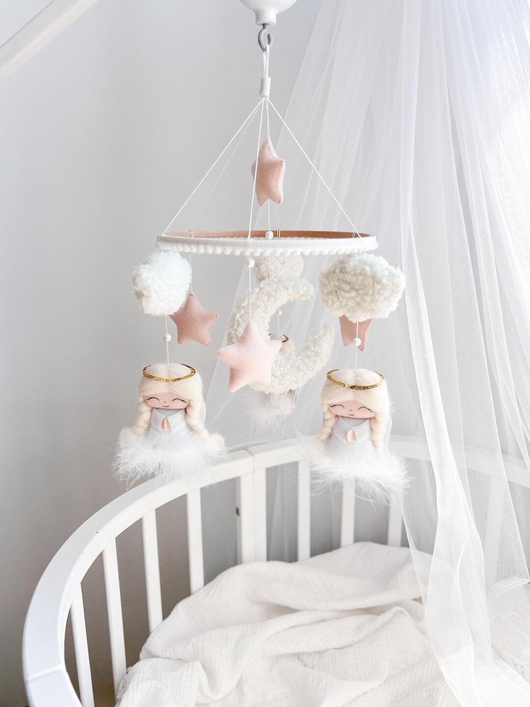Christian Baby Crib Mobile. Mobile With Angels. Christening Gift for ...