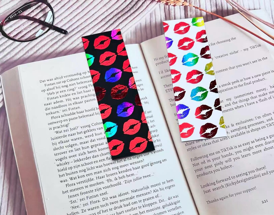 Handmade Foil Lipstick Kiss Bookmark, Lipstick Romantic Seal Bookmark ...