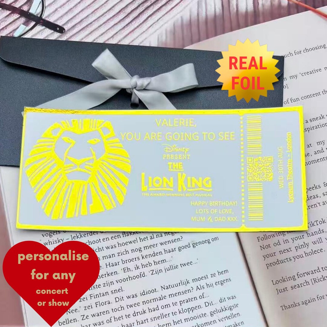 Customized Surprise Gift the Lion King Theatre Ticket, Personalised ...