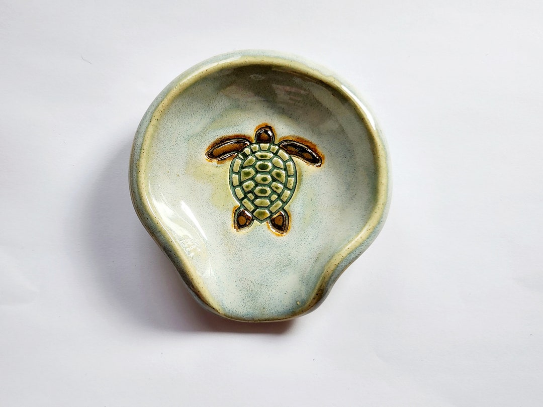 Seafoam Sea Turtle Nautical Ceramic Spoon Rest and Tea-bag Holder ...
