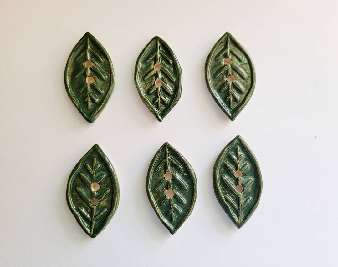 Set of 6 Ceramic Leaf Buttons - Etsy