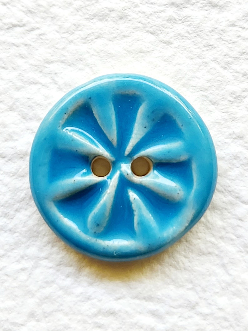 Set of 6 Turquoise Blue Round Ceramic 1" Buttons - Etsy