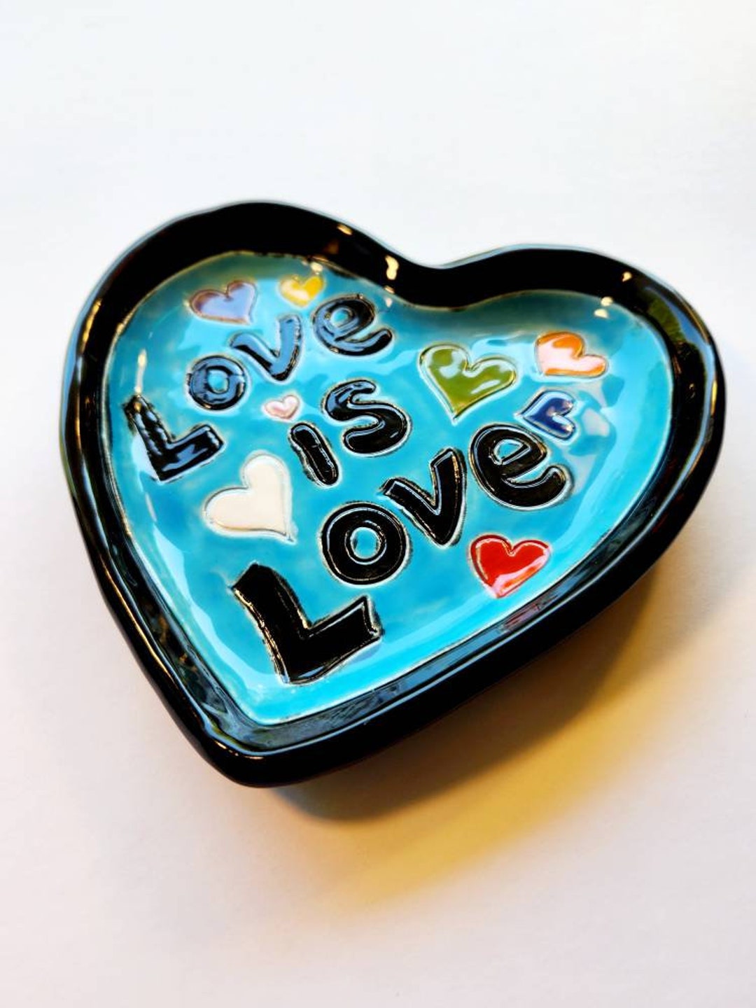 Rainbow Pride Ceramic Handmade Clay Love is Love Heart Plate - Etsy