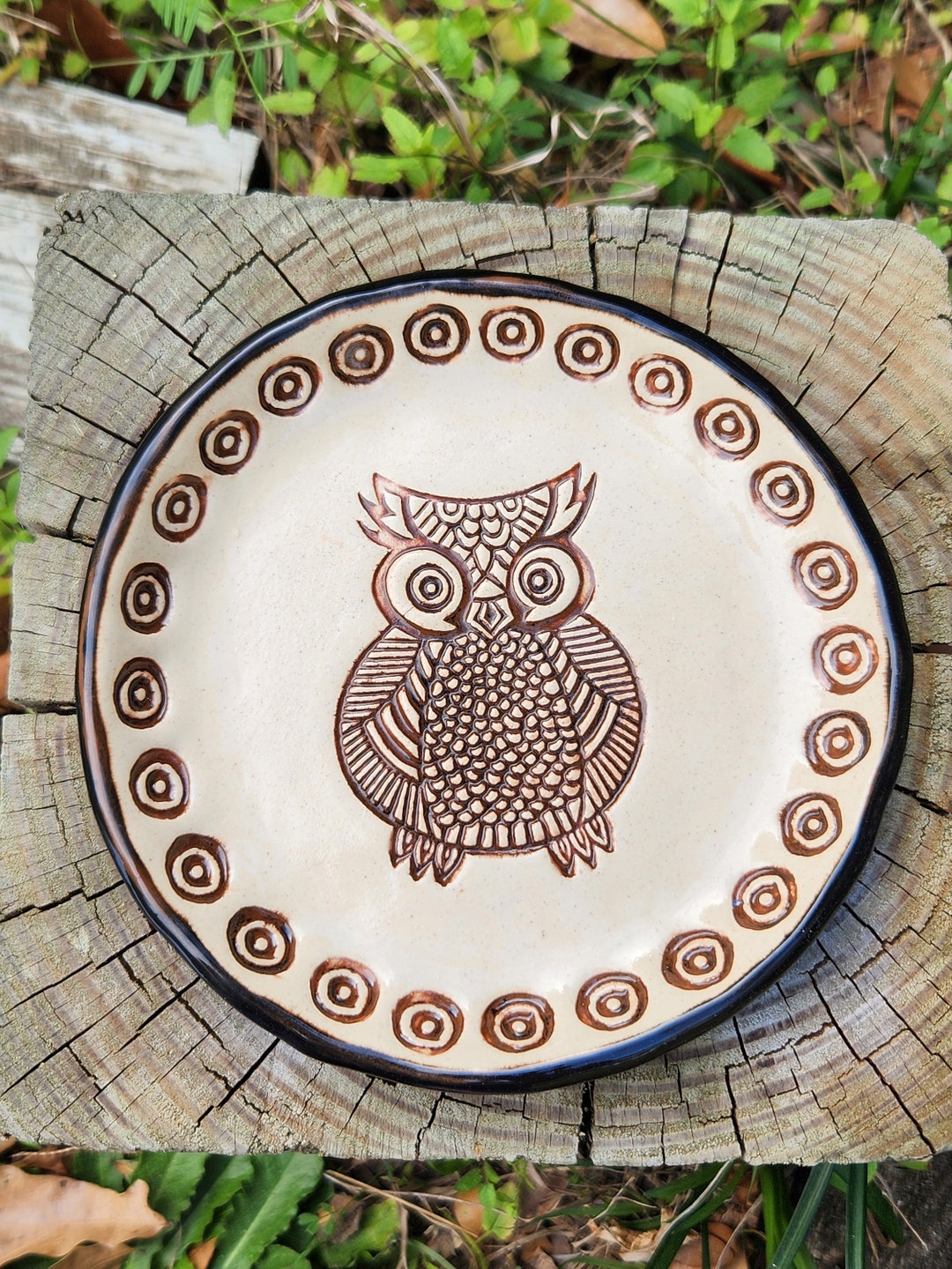 Modern Zentangle Owl Sideplate Handmade Pottery. Handcrafted Clay ...