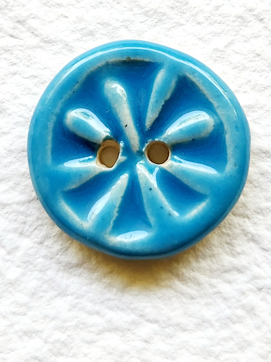 Set of 6 Turquoise Blue Round Ceramic 1" Buttons - Etsy
