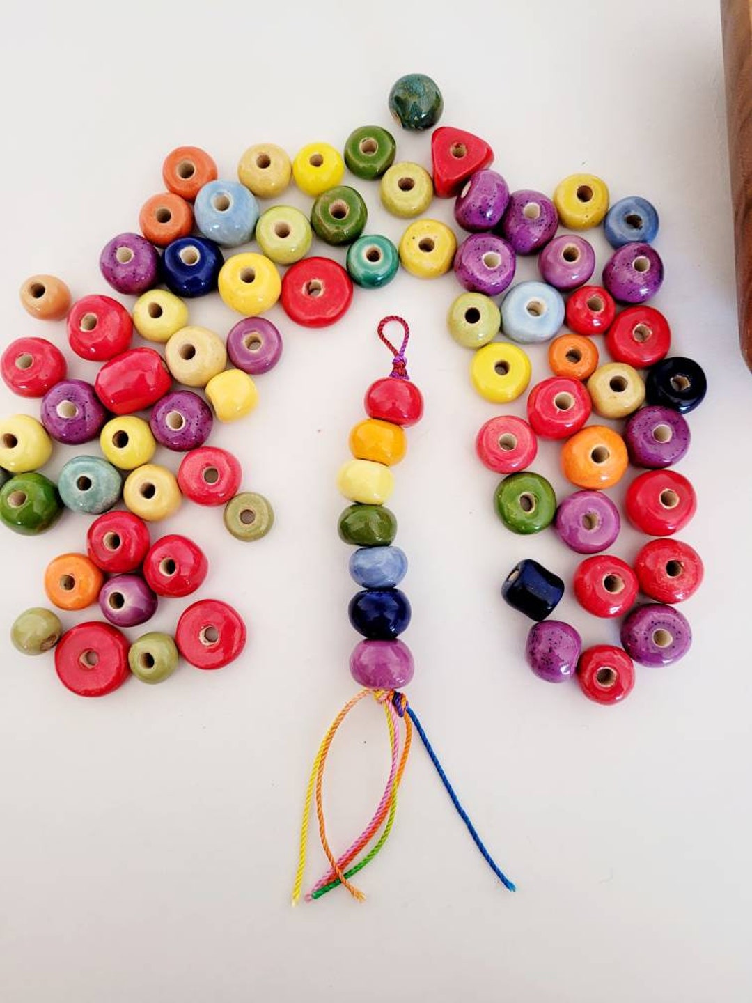 Strand of 7 Rainbow Ceramic Beads - Etsy