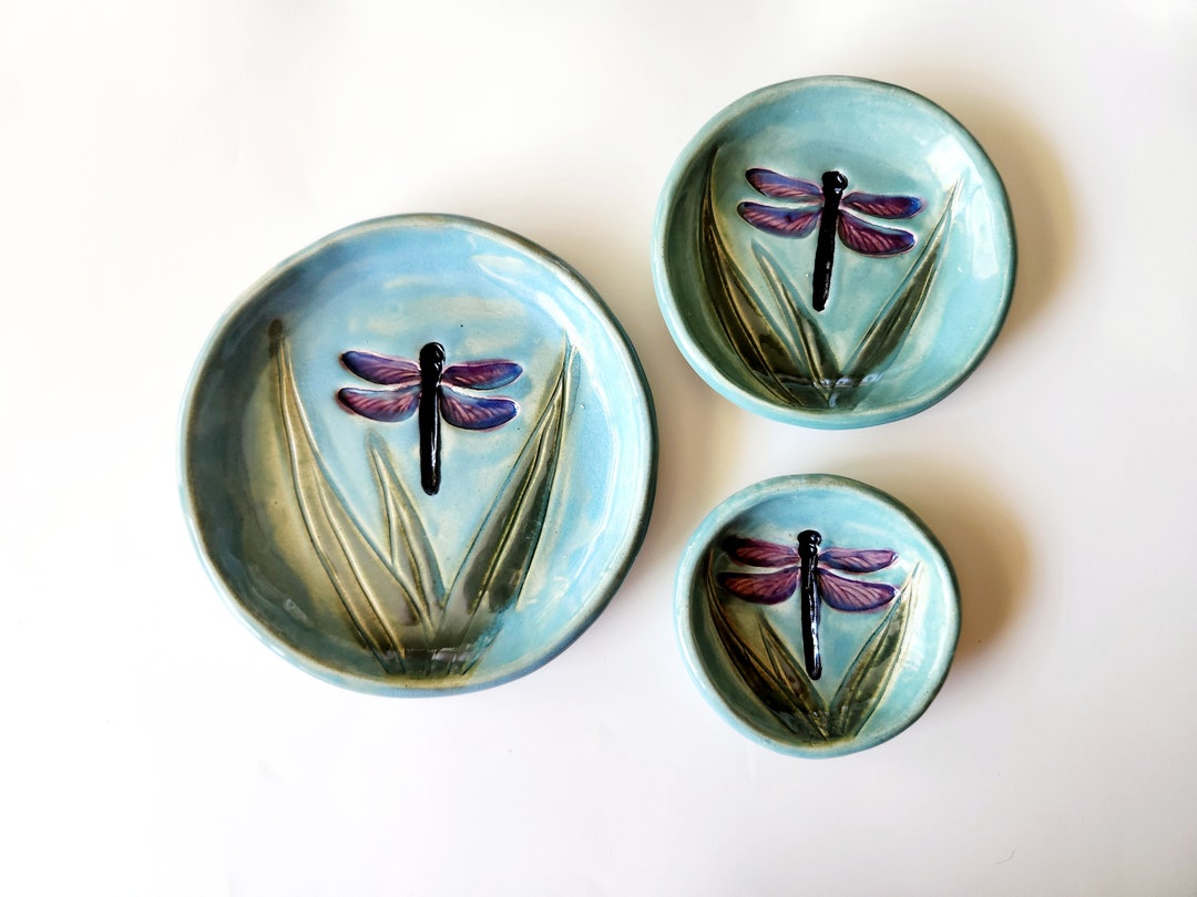 3 Piece Nesting Set of Dragonfly Side Dish Dinnerware Plates - Etsy