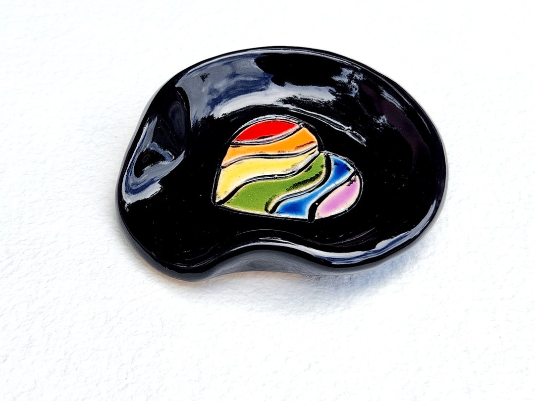 Rainbow Heart Stripes LGBTQ Pride Small 4" Spoonrest Dish Dinnerware - Etsy