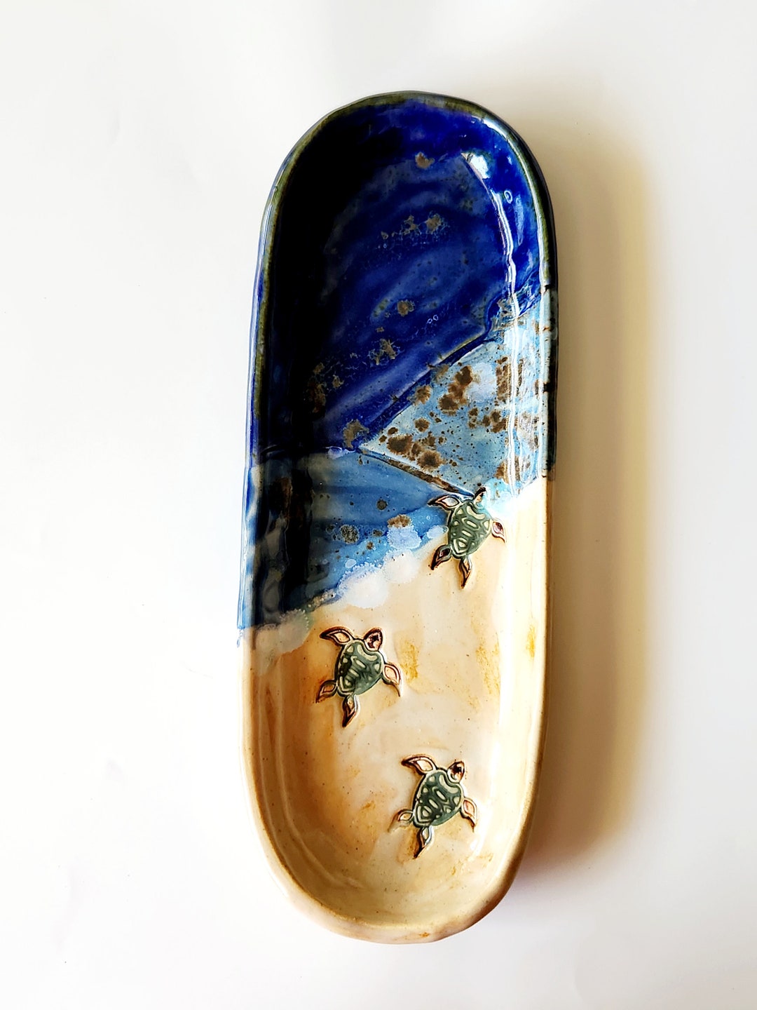 Sea Turtle 11" Long Appetizer, Bread, Cracker, Ceramic Serving Dish - Etsy