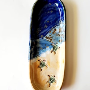 Sea Turtle 11" Long Appetizer, Bread, Cracker, Ceramic Serving Dish - Etsy