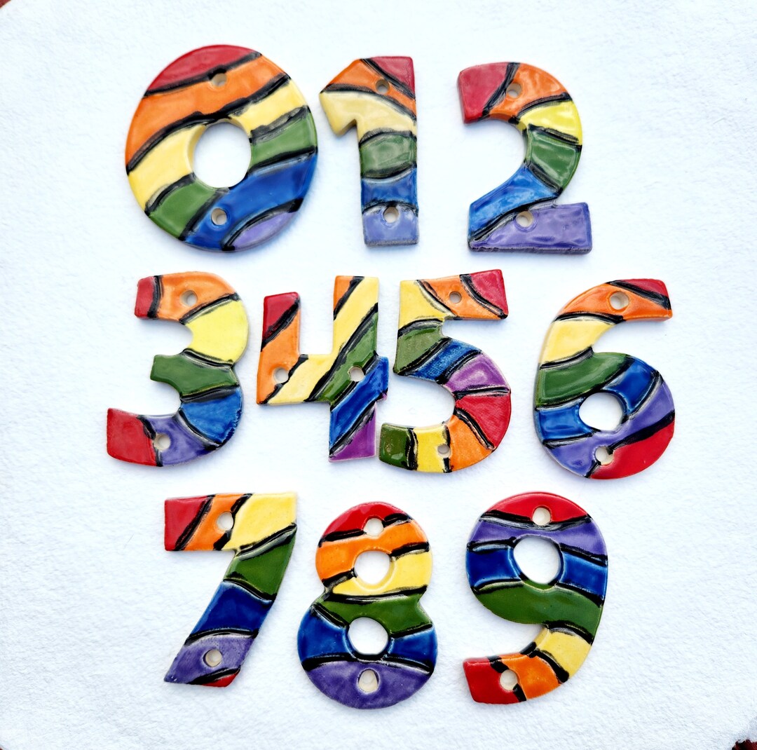 Rainbow Stripe Ceramic House Numbers: LGBTQ Pride Pattern Texture - Etsy