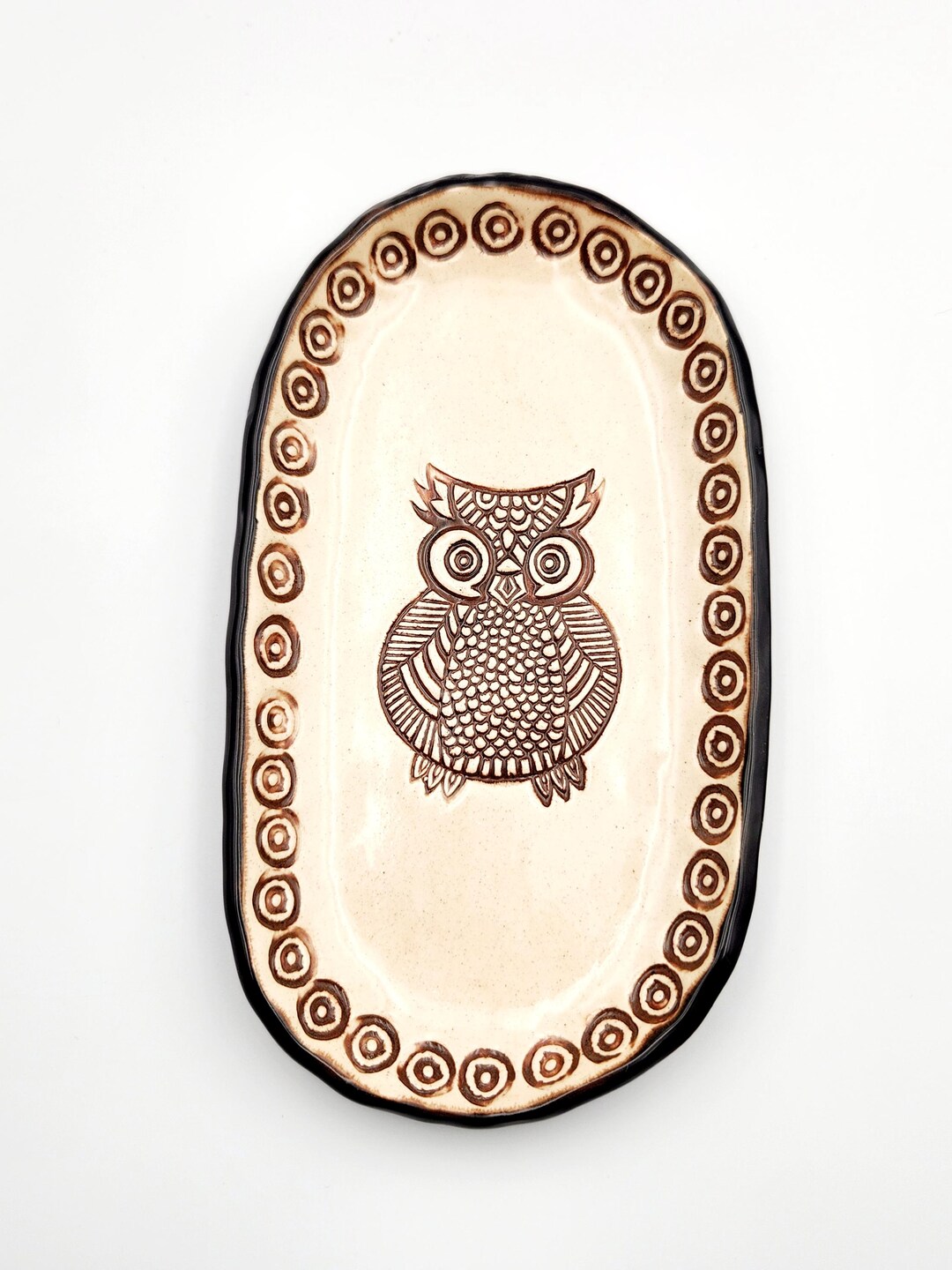 Modern Zentangle Owl Oblong Oval Handmade Pottery Dish. Handcrafted ...