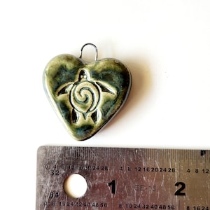 Ceramic Sea Turtle Heart Pendant - Etsy