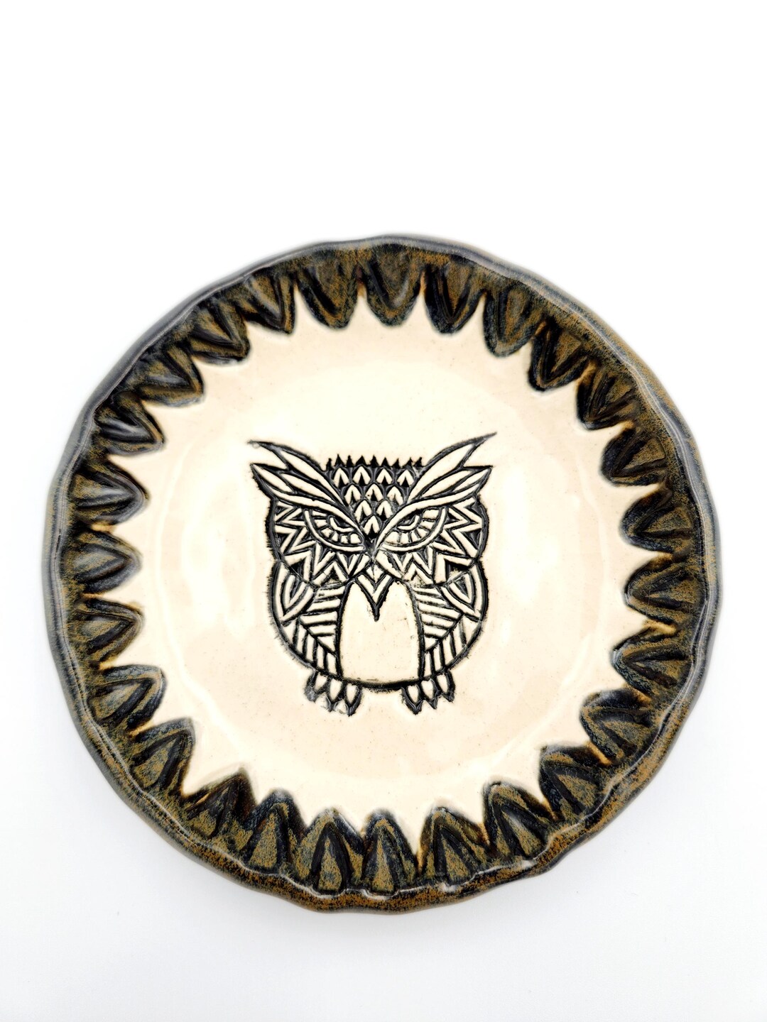 Modern Zentangle Owl Side Dish Handmade Pottery. Handcrafted Clay ...