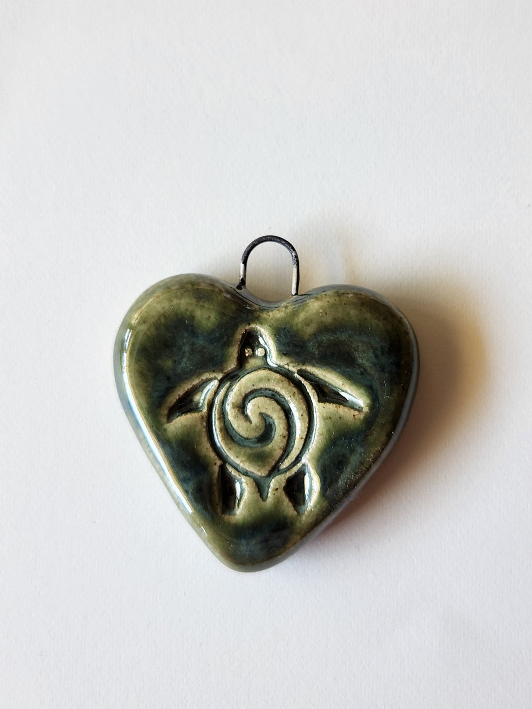 Ceramic Sea Turtle Heart Pendant - Etsy