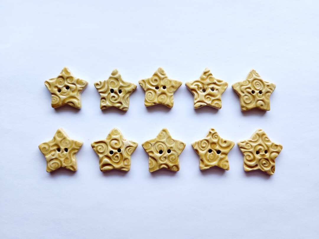 Set of 10 Yellow Star Buttons - Etsy