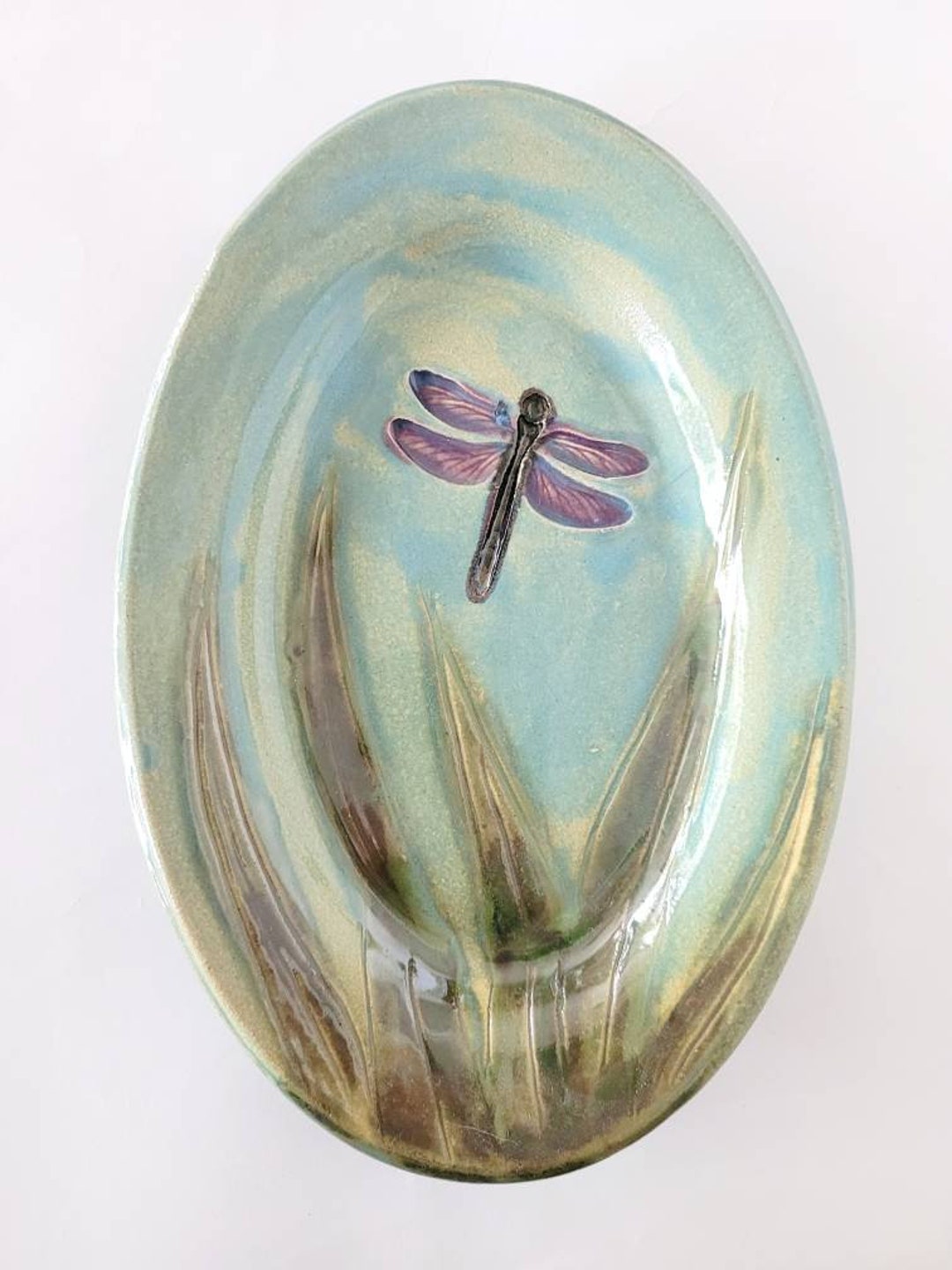 Oval Dragonfly Ceramic Dinner Plate - Etsy